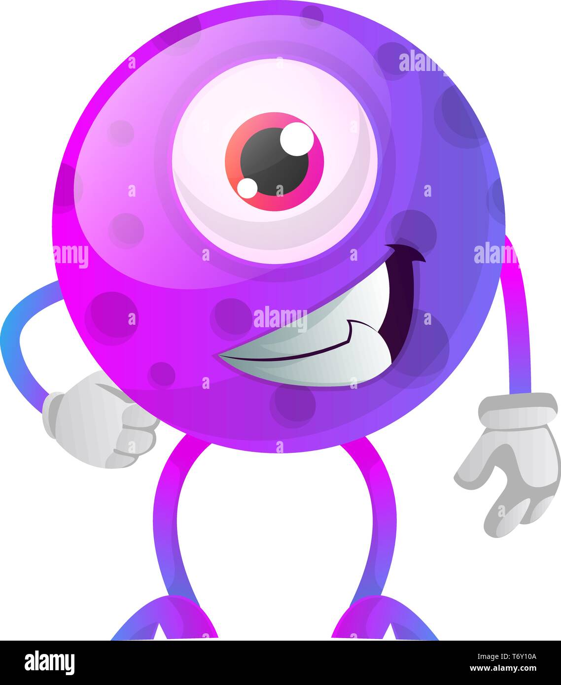 Chill out purple monster with one eye illustration vector on white ...