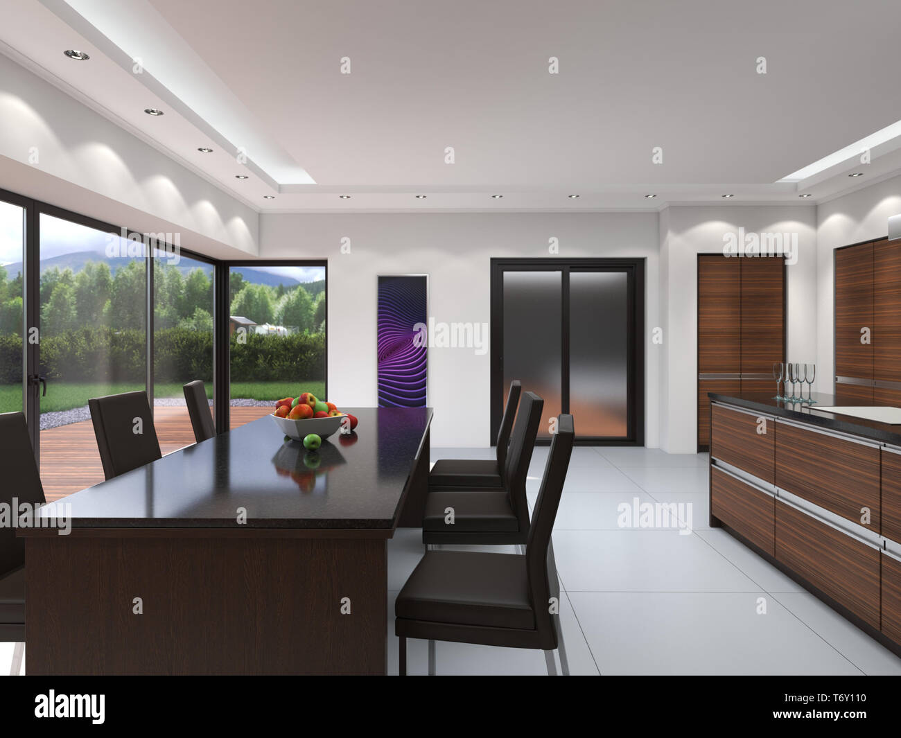 3D rendering modern kitchen Stock Photo - Alamy