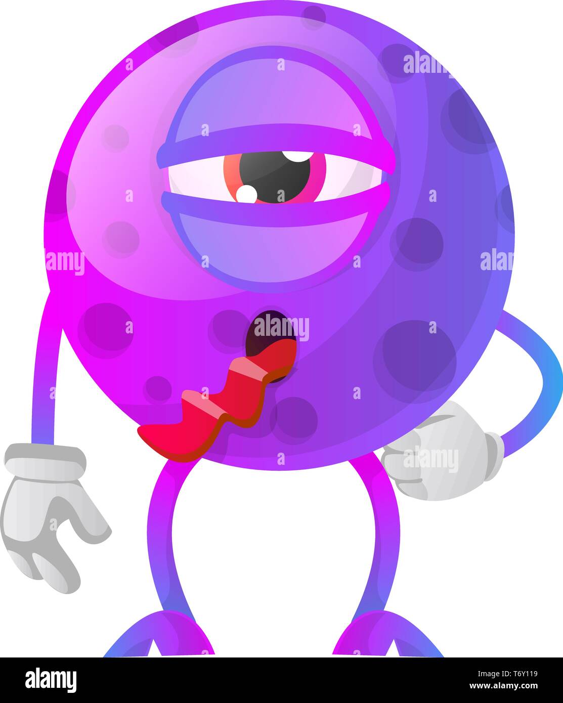 Sick purple monster with a tongue out illustration vector on white ...