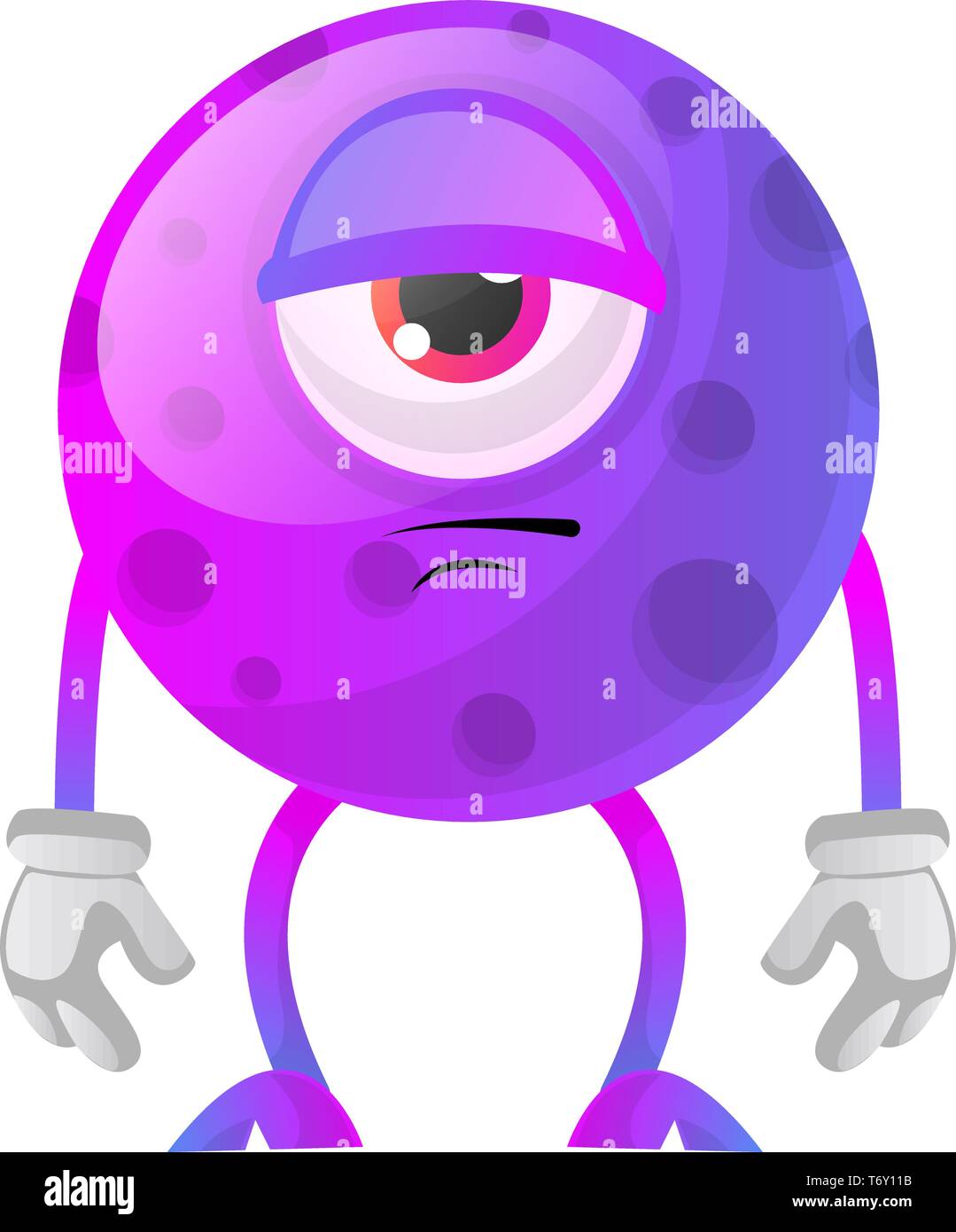 Bored one eye purple monstre illustration vector on white background ...