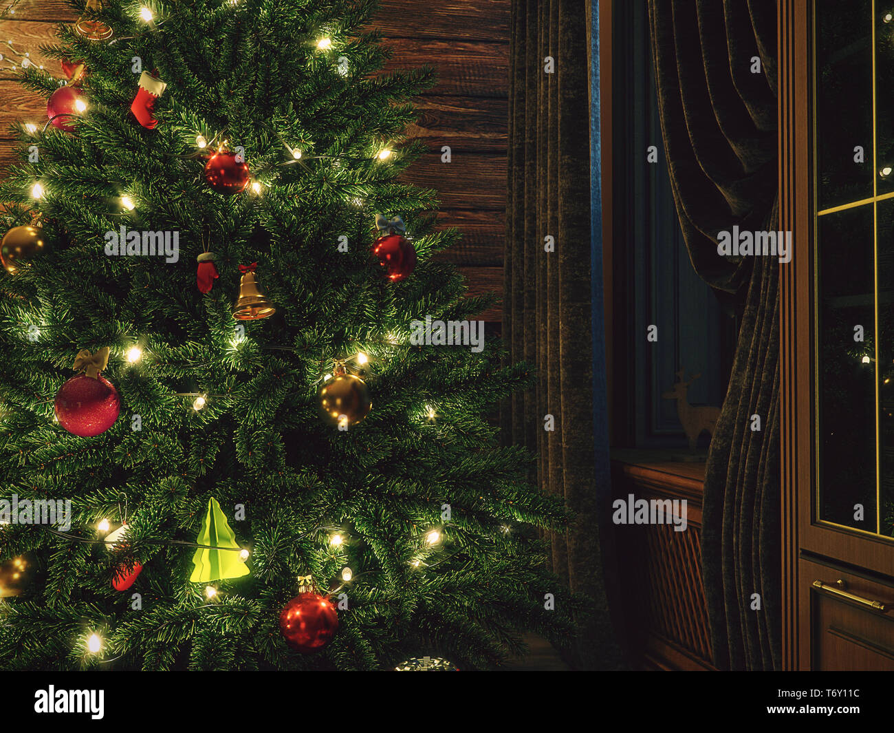 3D Rendering Christmas interior Stock Photo - Alamy