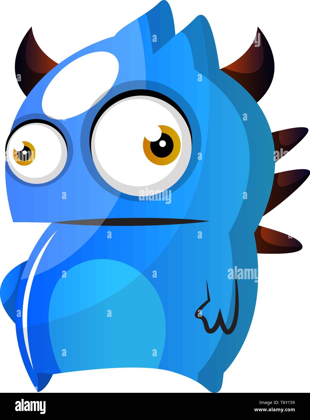 Blue monster with horns illustration vector on white background Stock ...