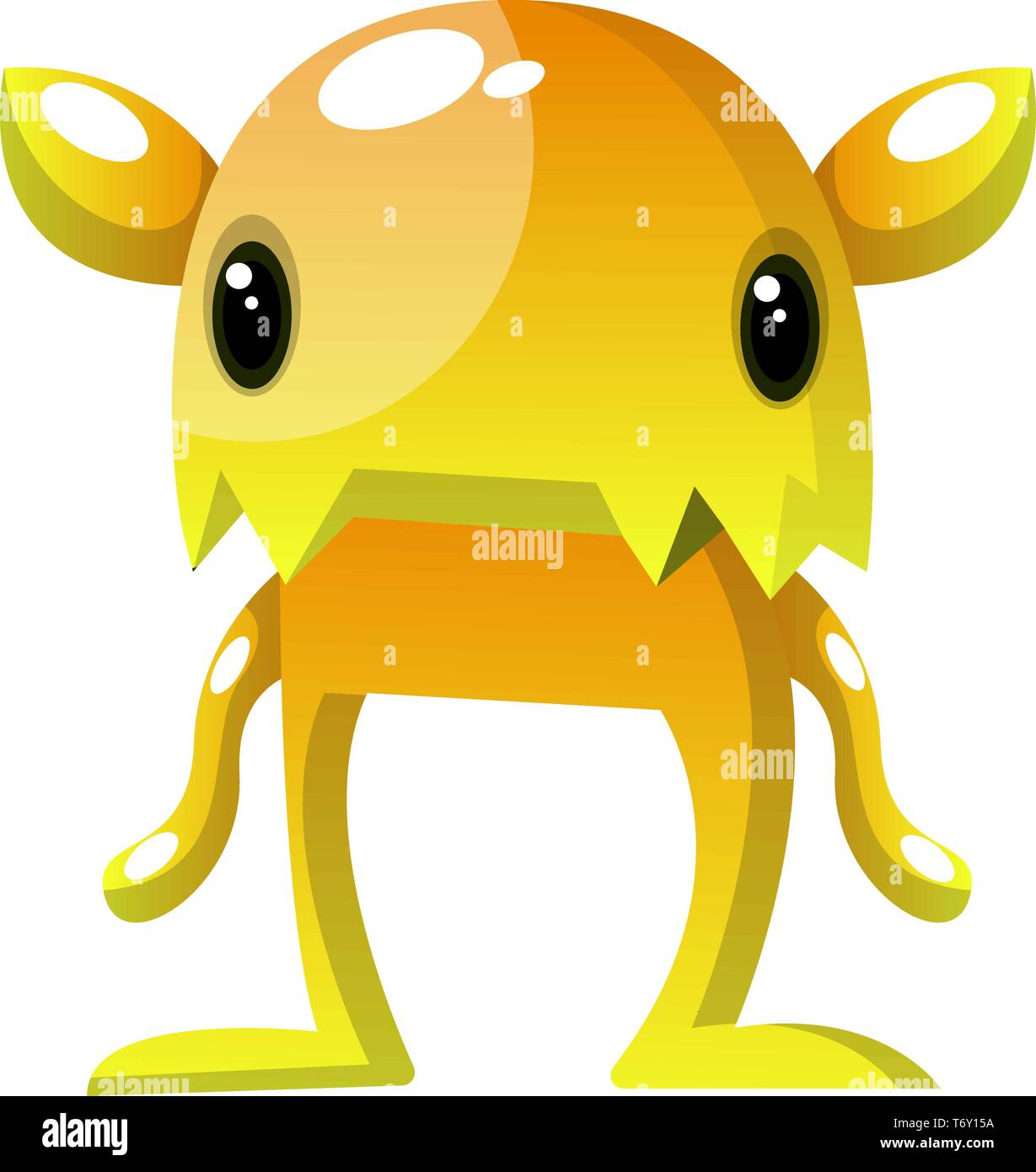 Yellow monster with small eyes illustration vector on white background ...