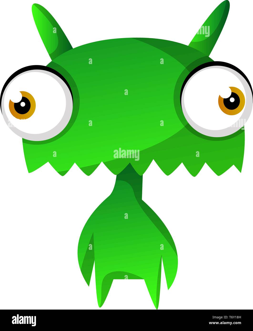 Green cute monster illustration vector on white background Stock Vector ...