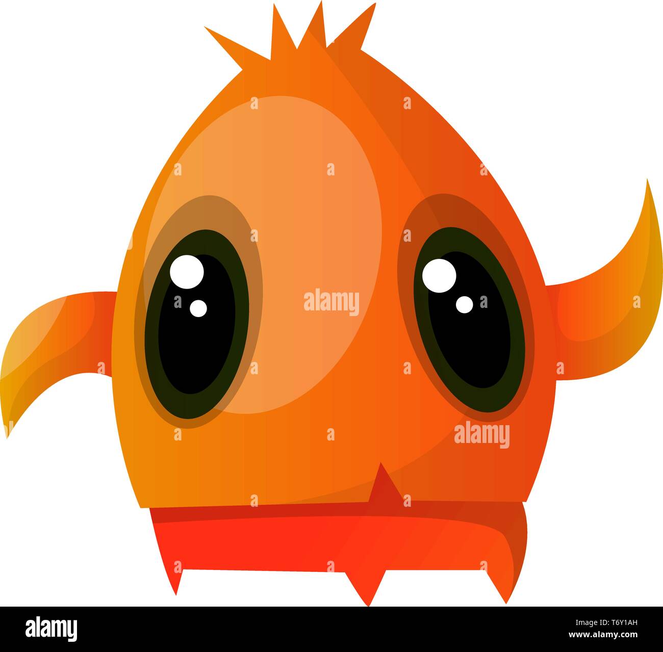 Orange monster with big eyes waving illustration vector on white ...
