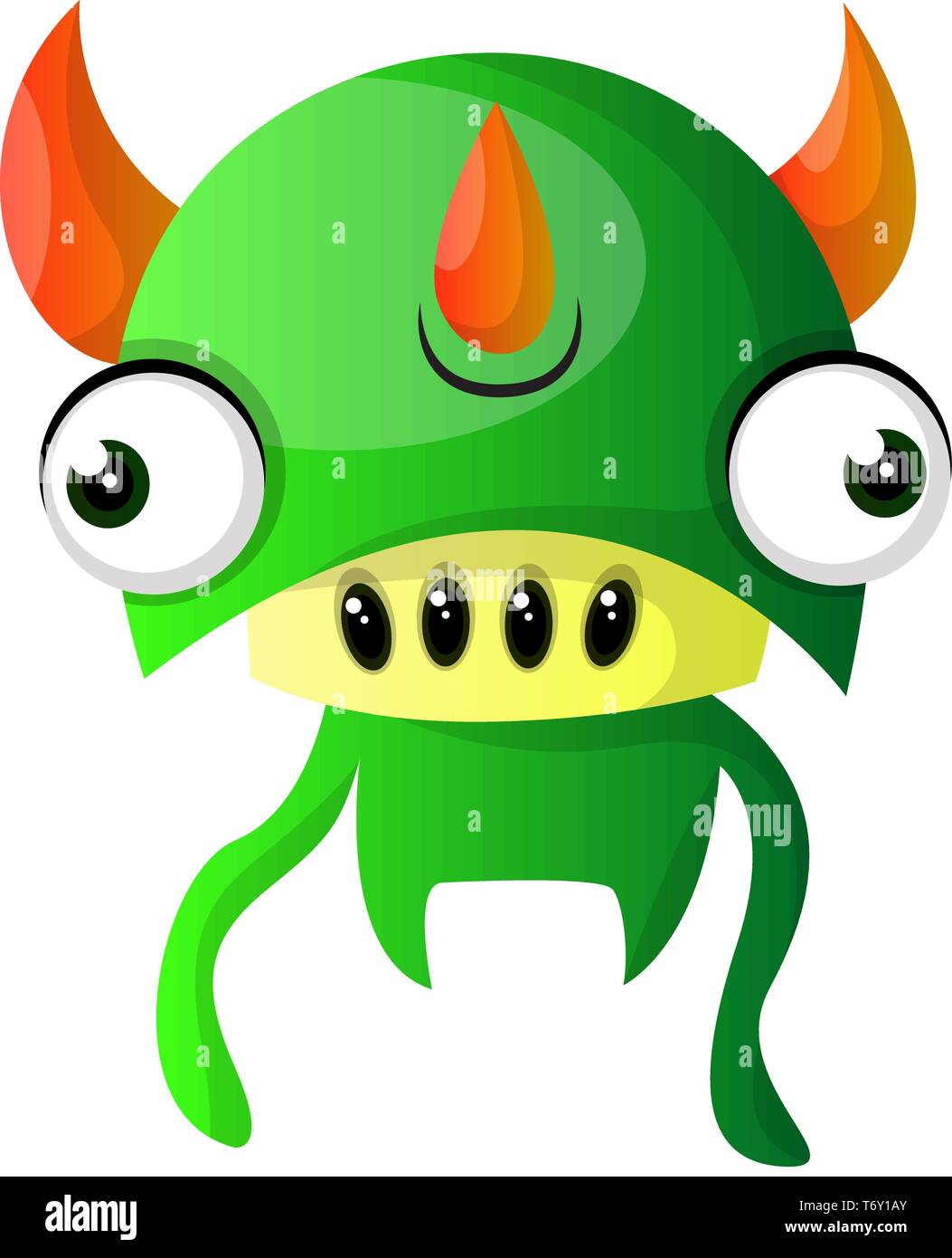 Green monster with triple horns illustration vector on white background ...