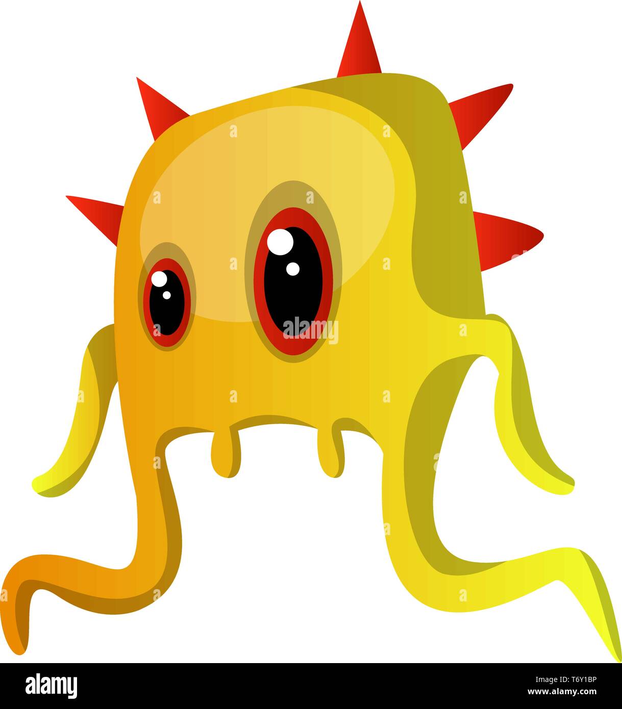 Yellow monster with four red horns illustration vector on white ...
