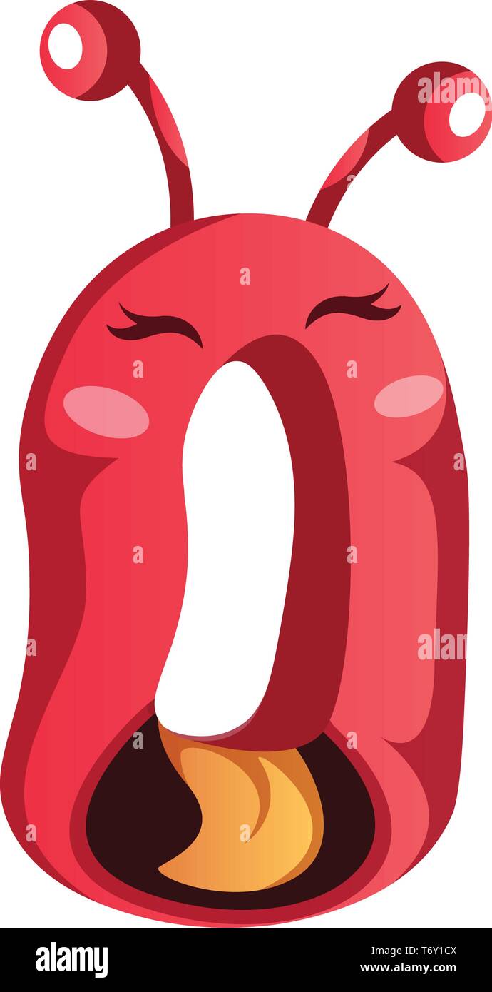 Pink monster in shape of zero illustration vector on white background ...