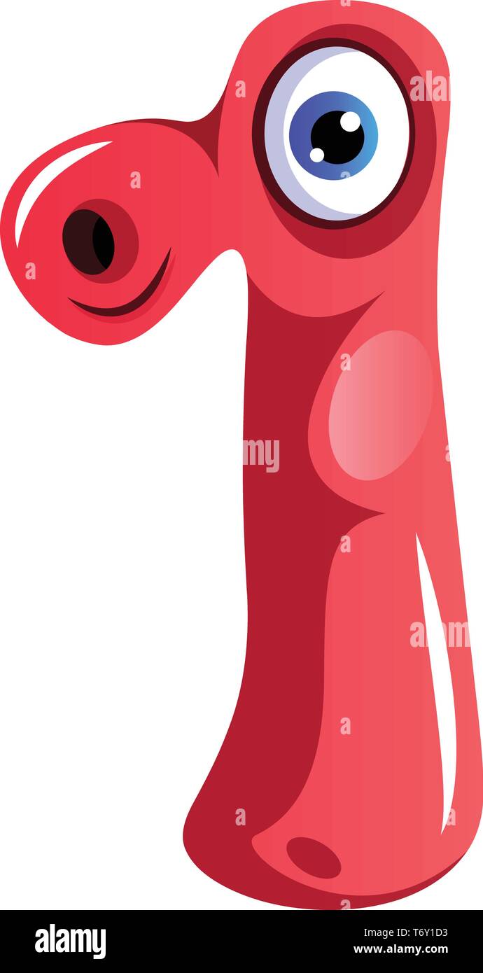 Pink monster in shape of number one illustration vector on white ...