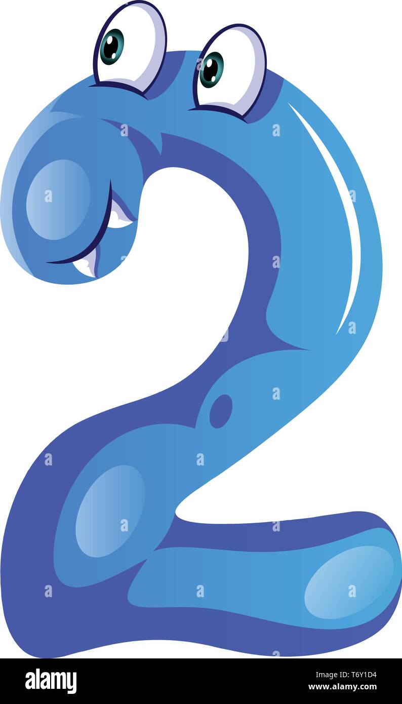 Blue monster in number two shape illustration vector on white ...