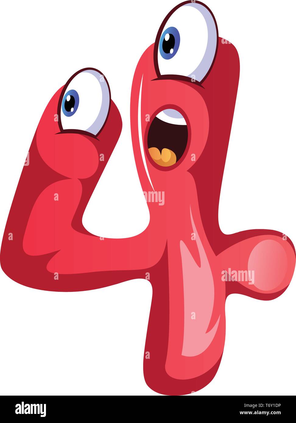 Pink monster in number four shape illustration vector on white ...