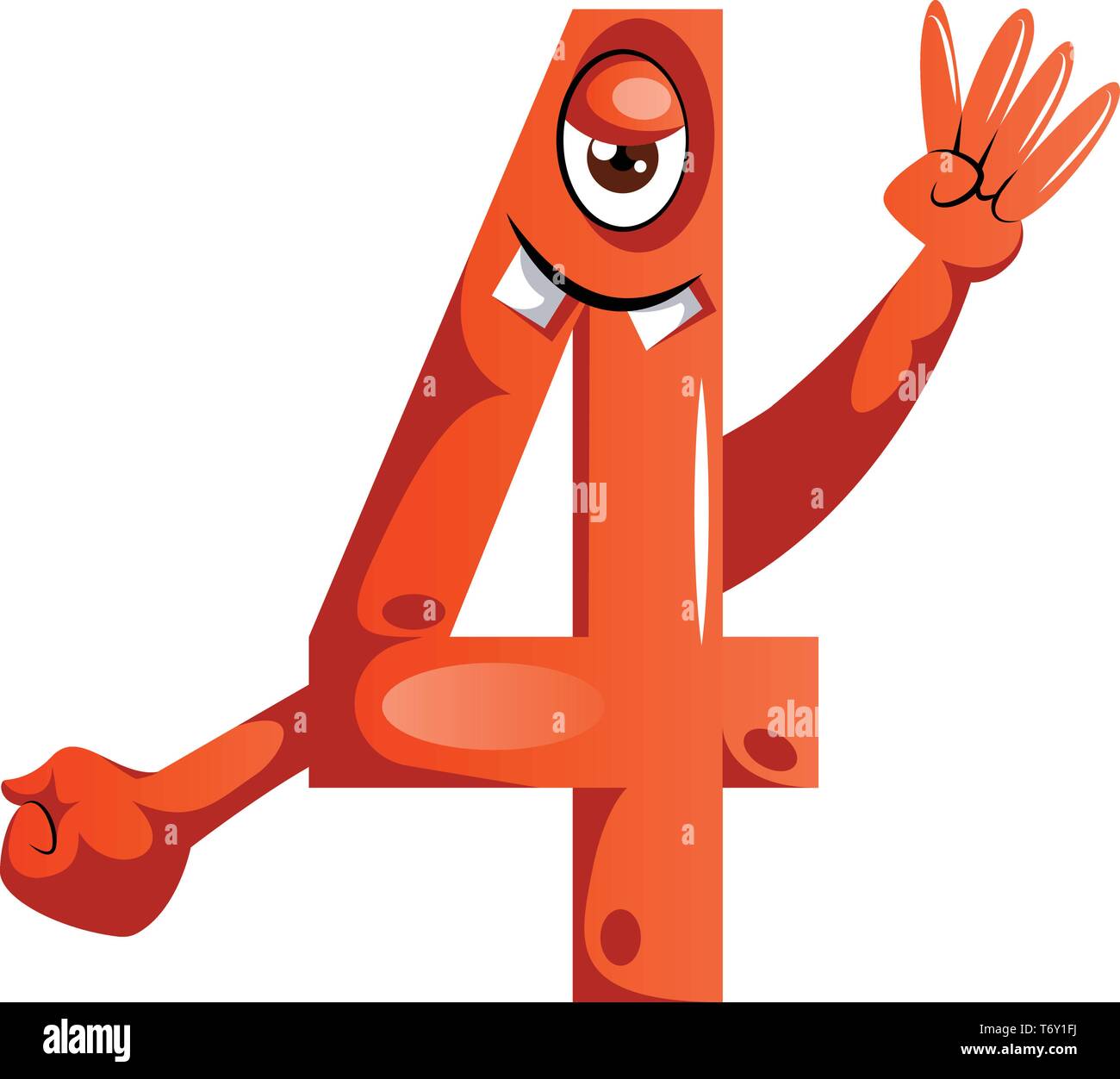Number four monster showing four fingers illustration vector on white ...
