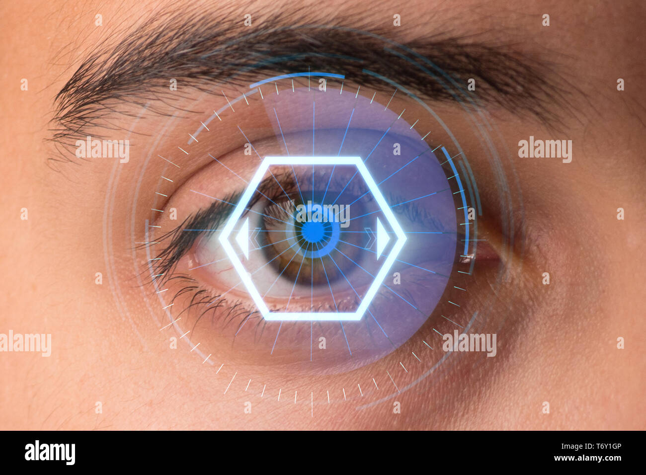 The concept of sensor implanted into human eye Stock Photo - Alamy