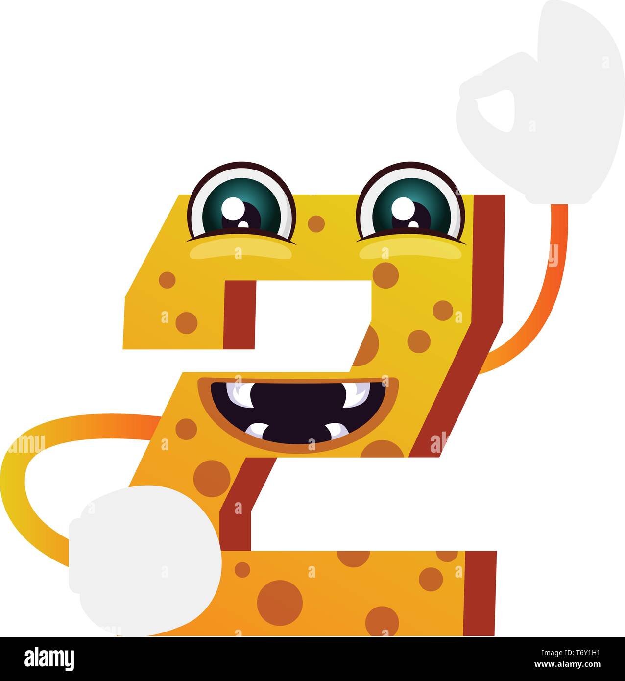 Orange monster in number two shape illustration vector on white ...
