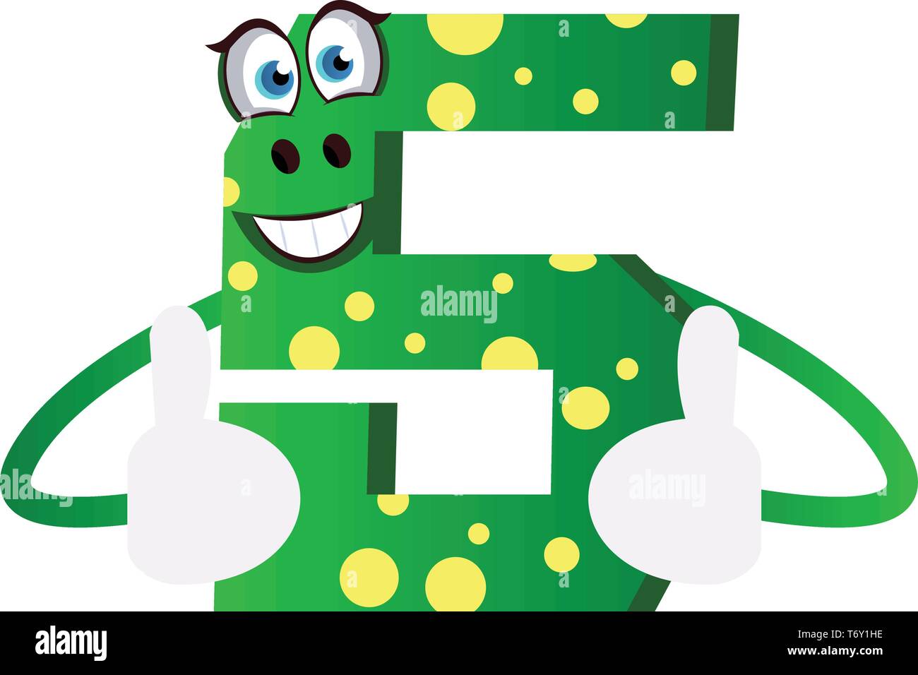 Number five green monster showing thumbs up illustration vector on ...