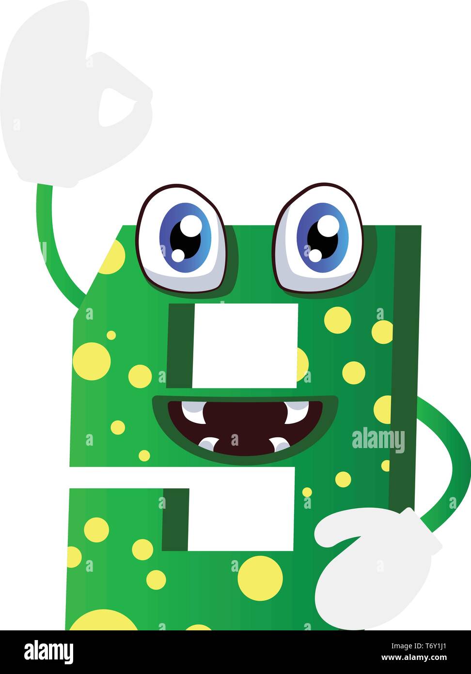 Green monster number nine shape illustration vector on white background ...