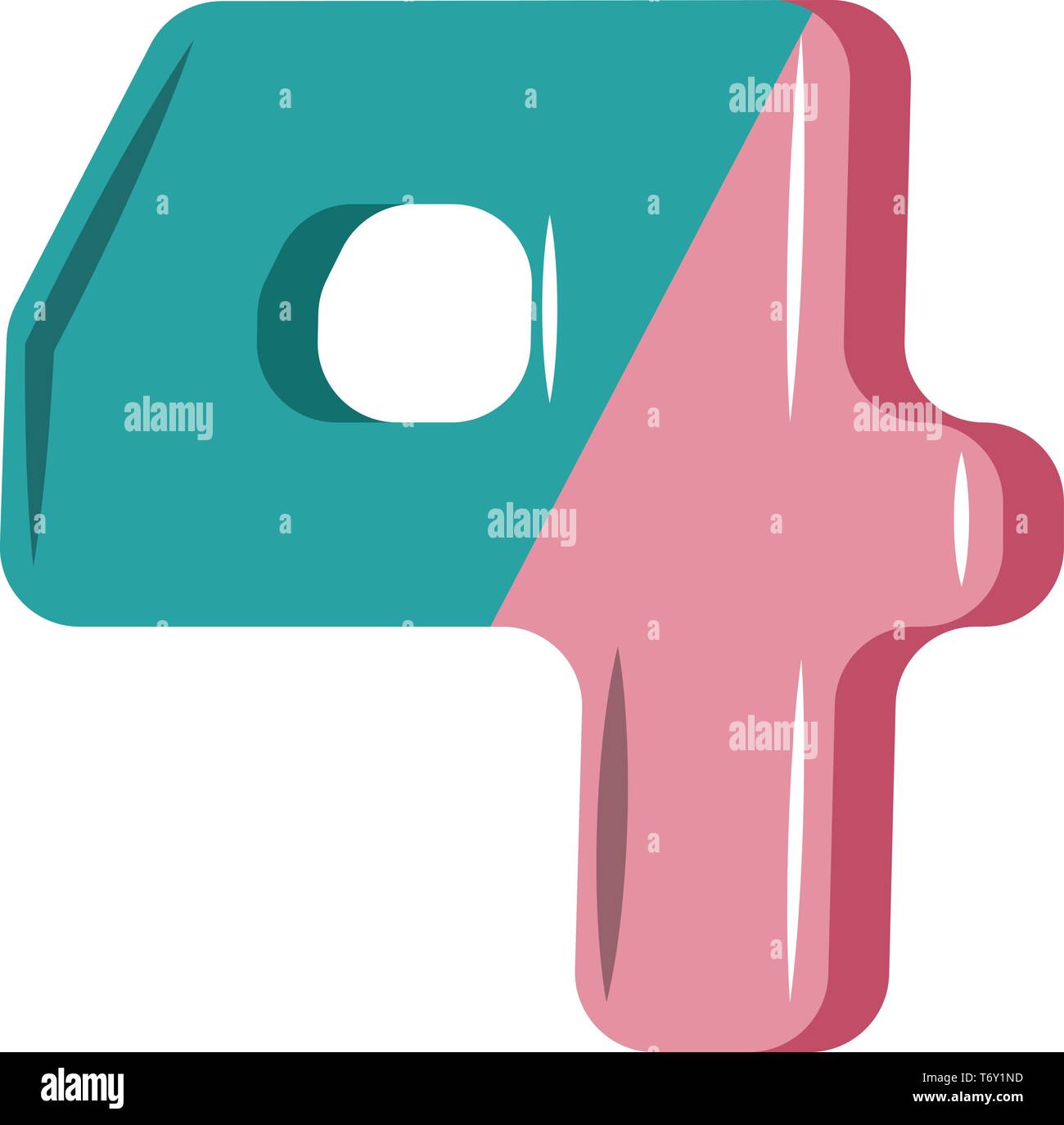 Pink and blue number four illustration vector on white background Stock ...