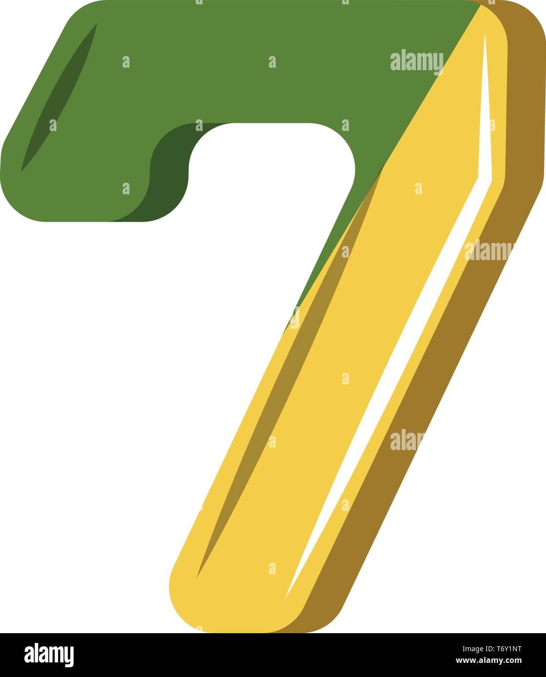Number seven in green and yellow illustration vector on white ...