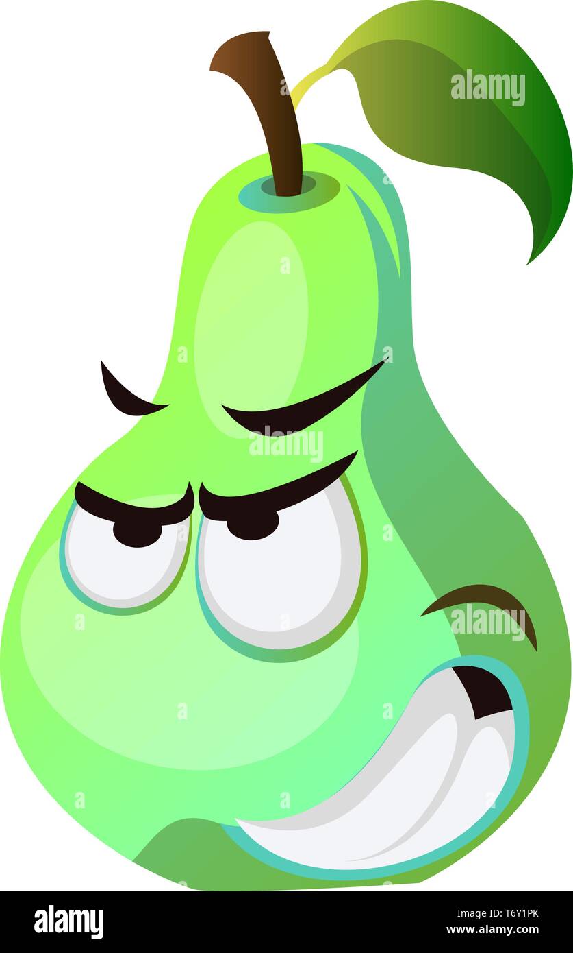 Angry pear cartoon face illustration vector on white background Stock ...