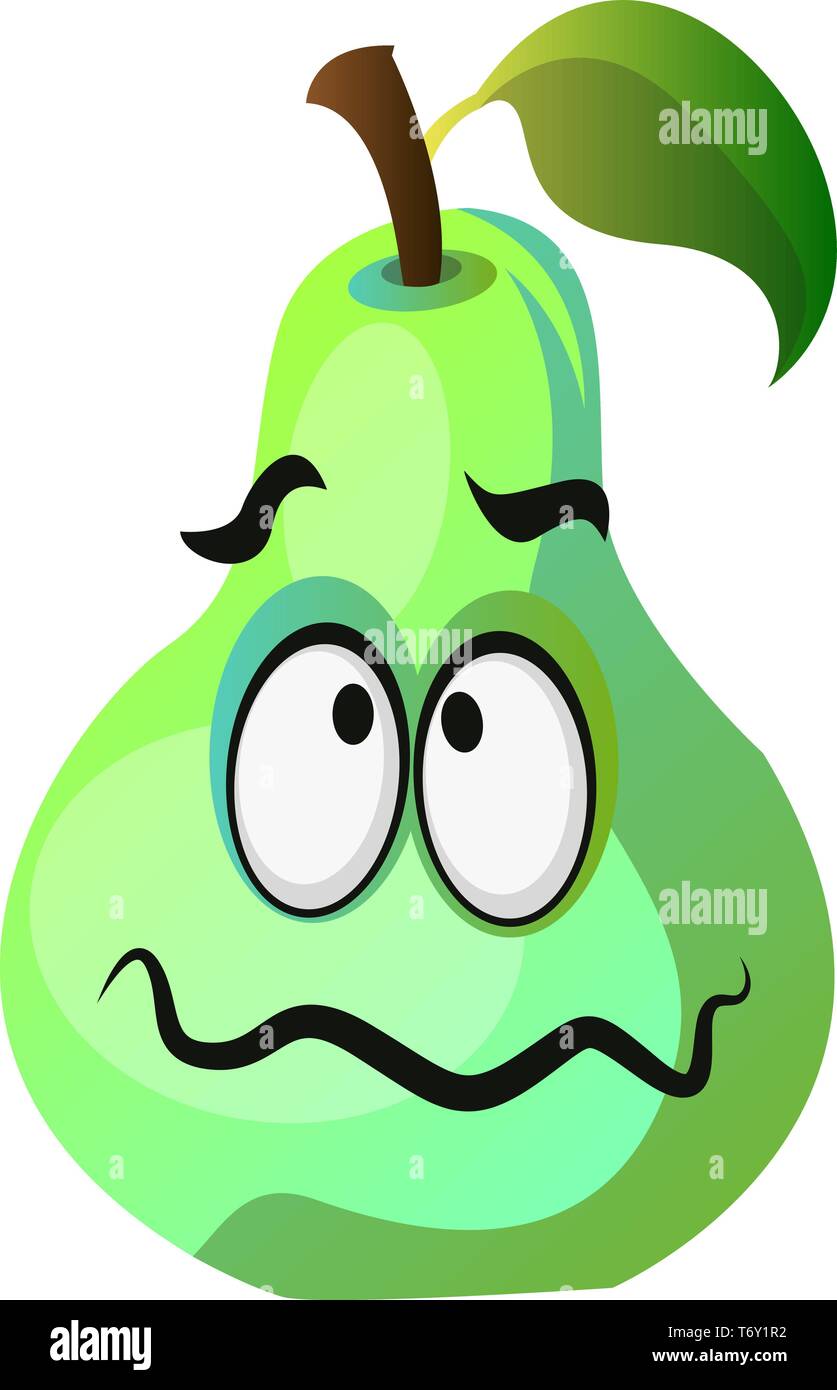 Green pear cartoon face sick illustration vector on white background ...