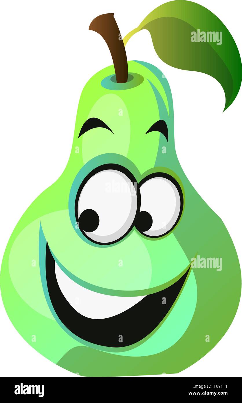 Happy pear cartoon face illustration vector on white background Stock ...