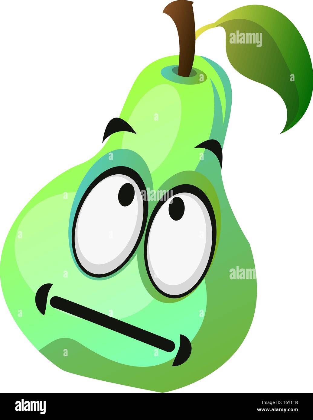 Cartoon pear face not in the mood illustration vector on white ...