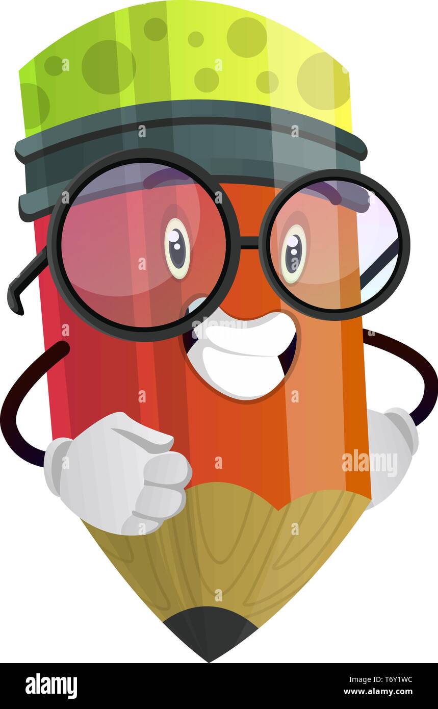 Happy Red pencil illustration vector on white background Stock Vector ...
