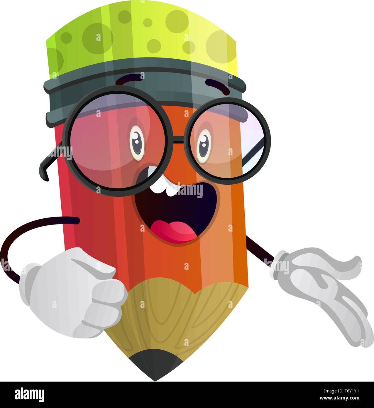 Really happy cute red pencil illustration vector on white background ...