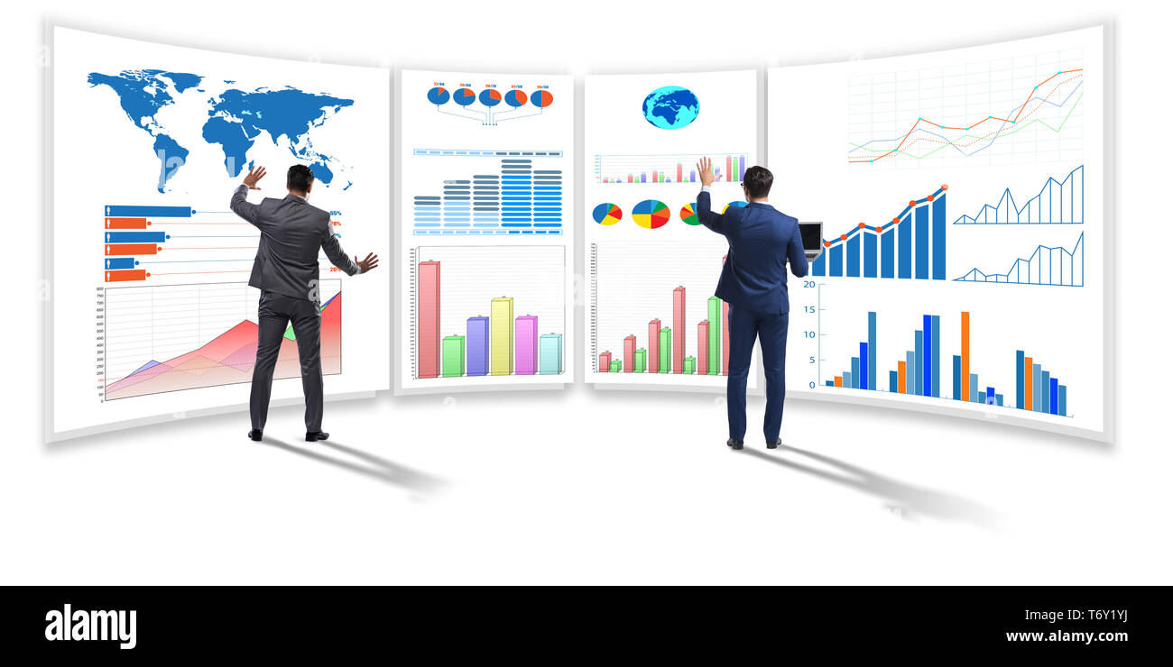 The businessman in business visualization and infographics concept ...