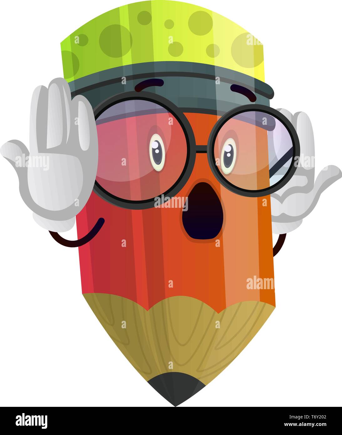 Red pencil looks scared illustration vector on white background Stock ...