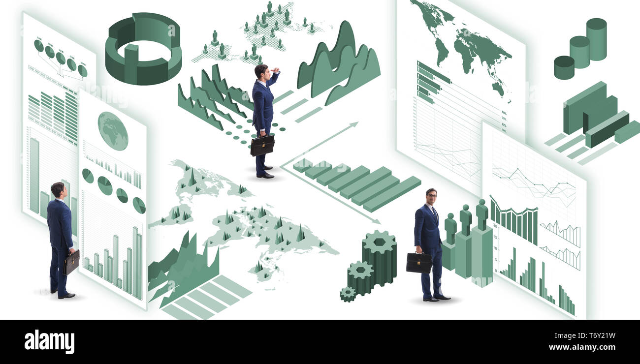 The businessman in business visualization and infographics concept ...