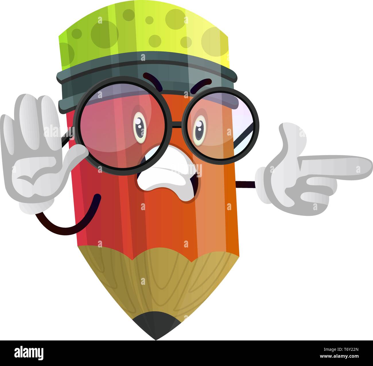 Angry pencil is pointing at something illustration vector on white ...