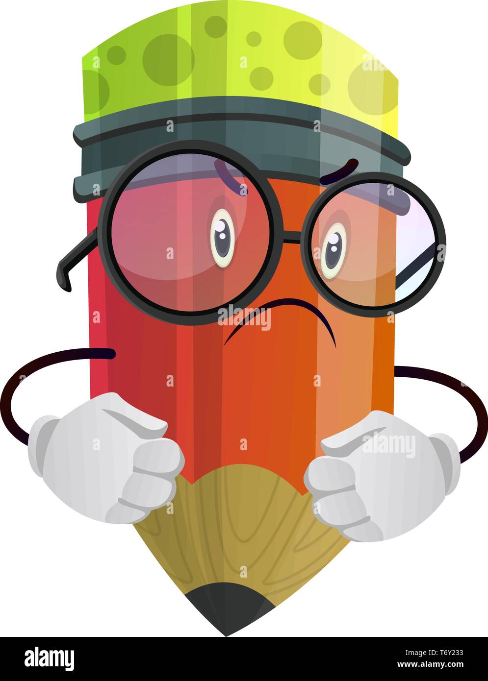 Red pencil looks angry illustration vector on white background Stock ...