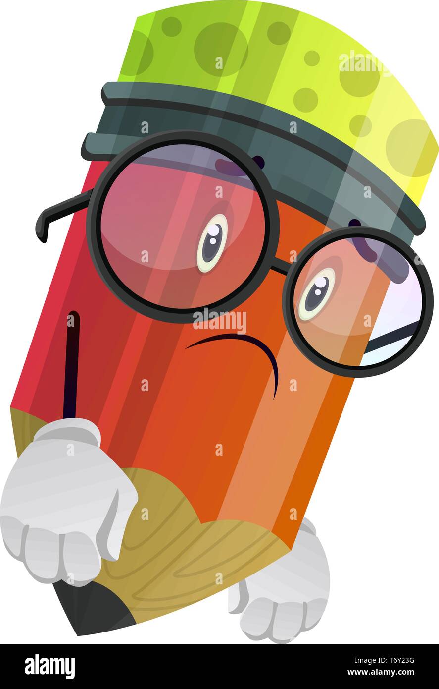 Red pencil look disappointed illustration vector on white background ...