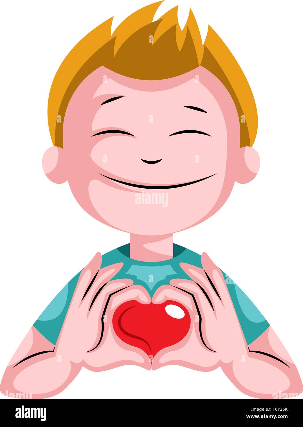 Boy holding red heart Stock Vector Images - Alamy