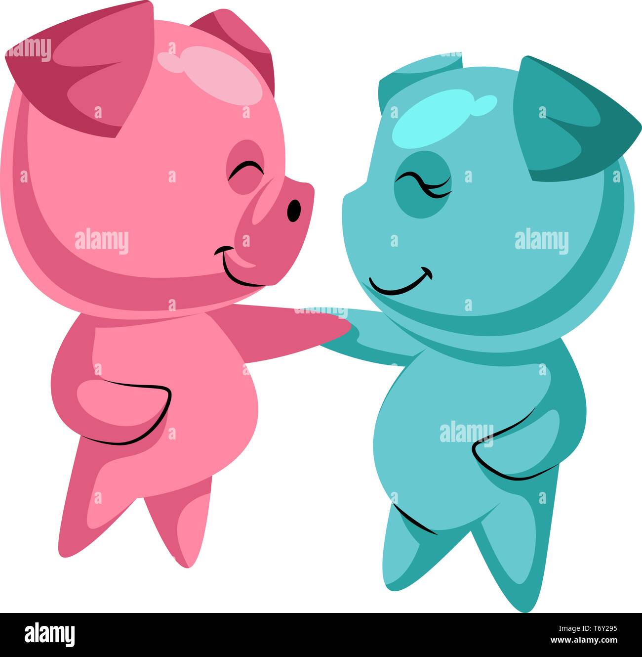 Couple of cute pigs in love illustration vector on white background ...