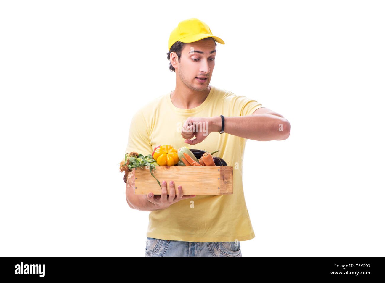 The concept of shopping delivery isolated on white background Stock ...