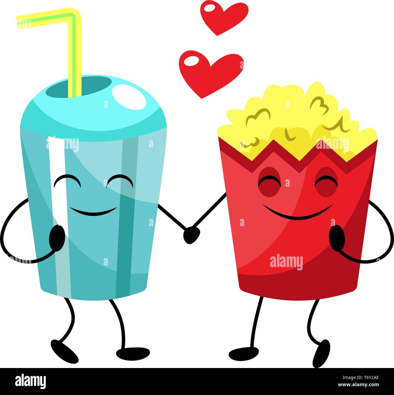 Popcorn and soda in love illustration vector on white background Stock ...