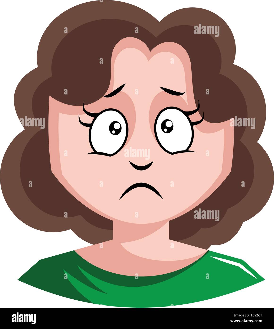 Girl with brown curly hair is about to cry illustration vector on white ...