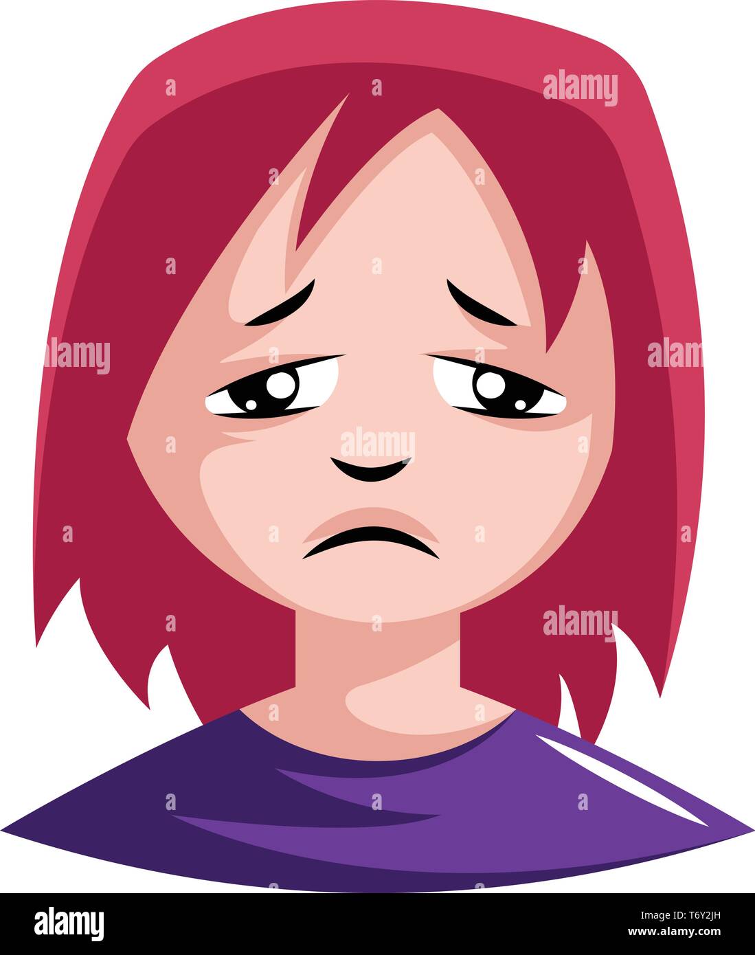 Very sad girl in purple top illustration vector on white background ...