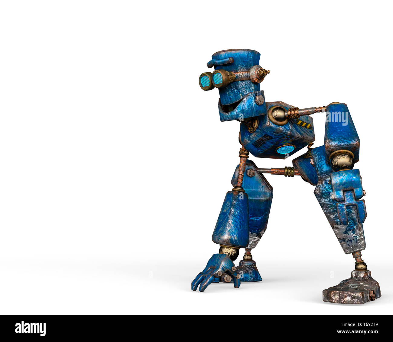 rusty the blue robot in a white background. This rusty robot will put ...