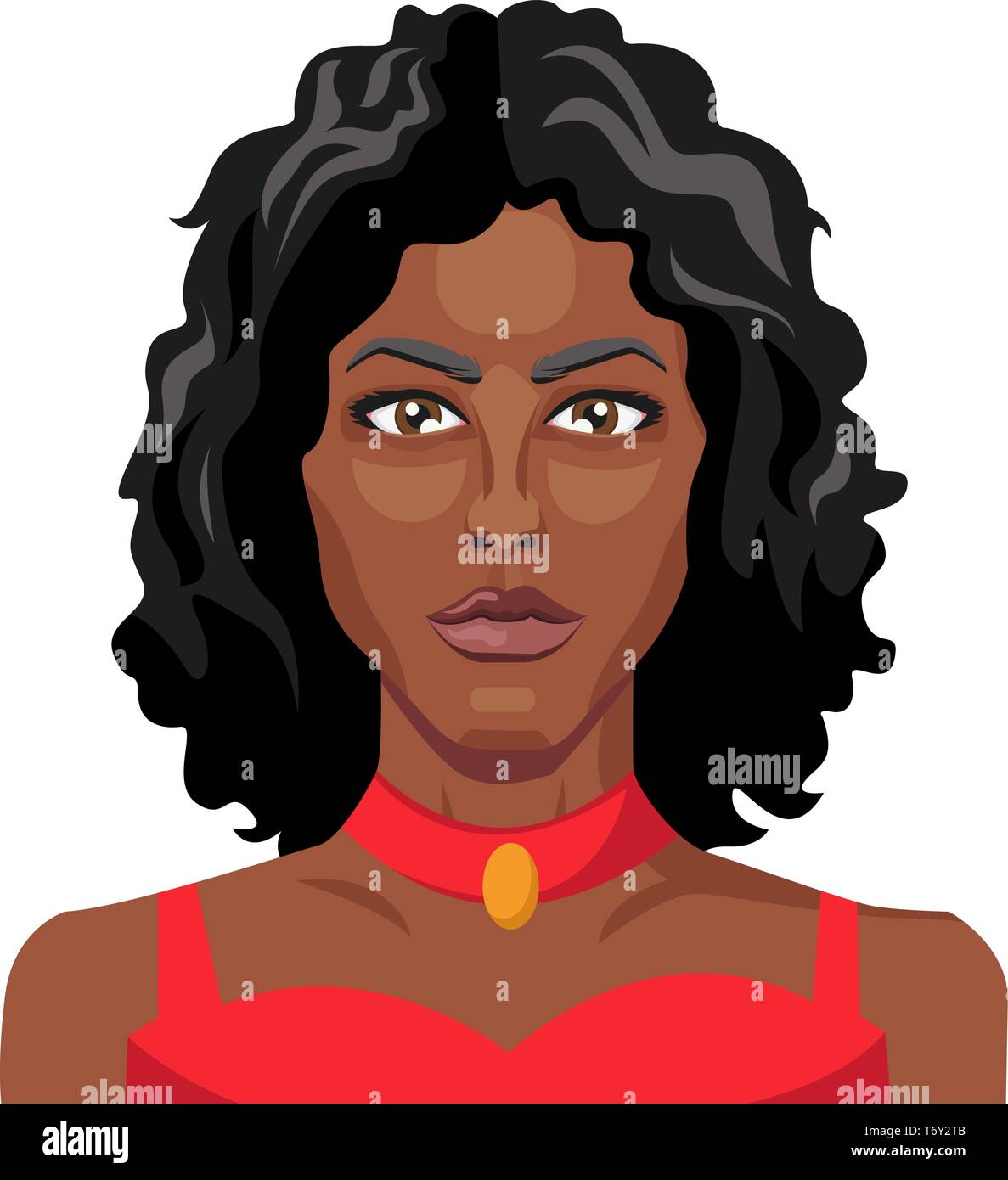 African girl wearing red dress illustration vector on white background ...