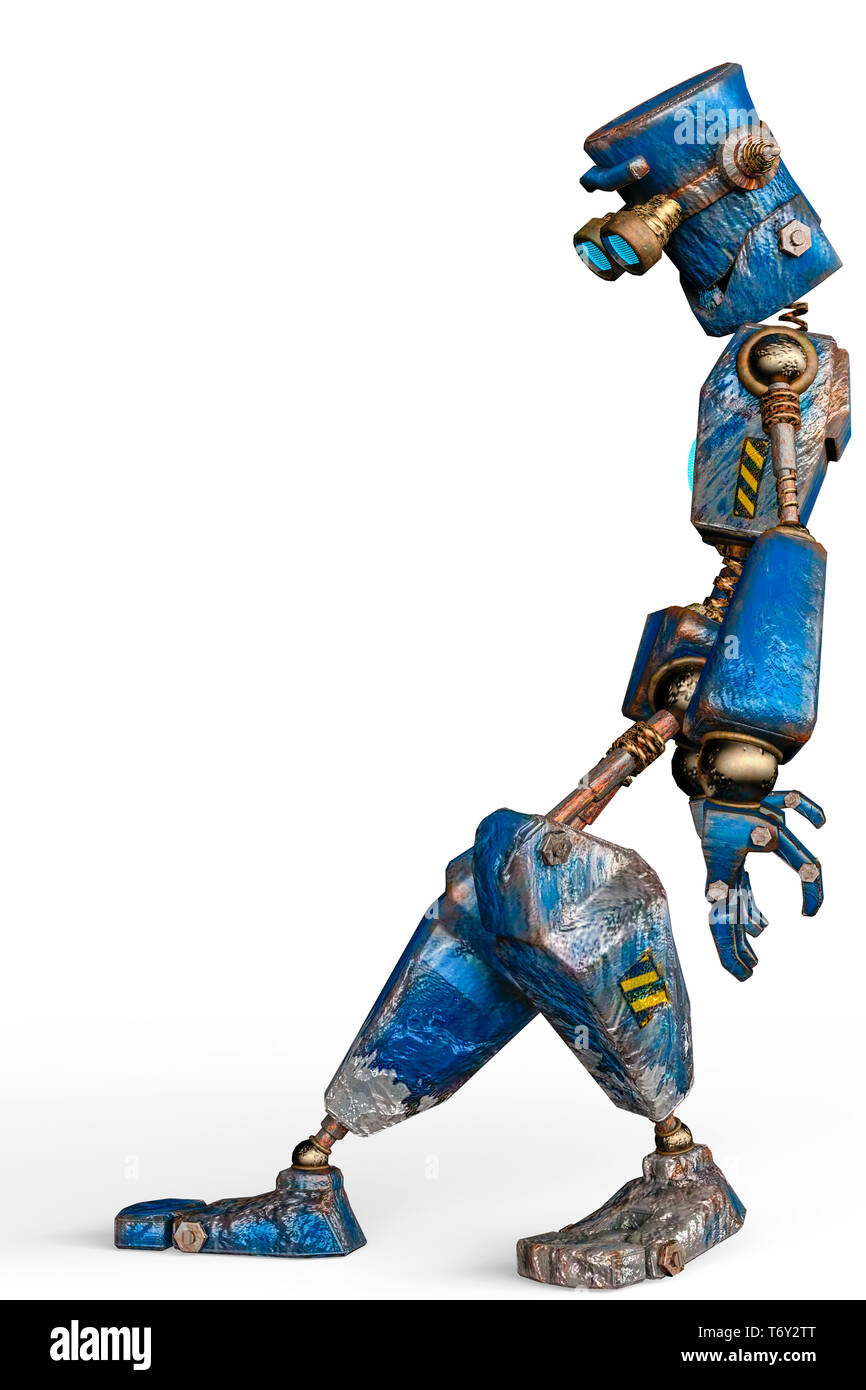 rusty the blue robot in a white background. This rusty robot will put ...