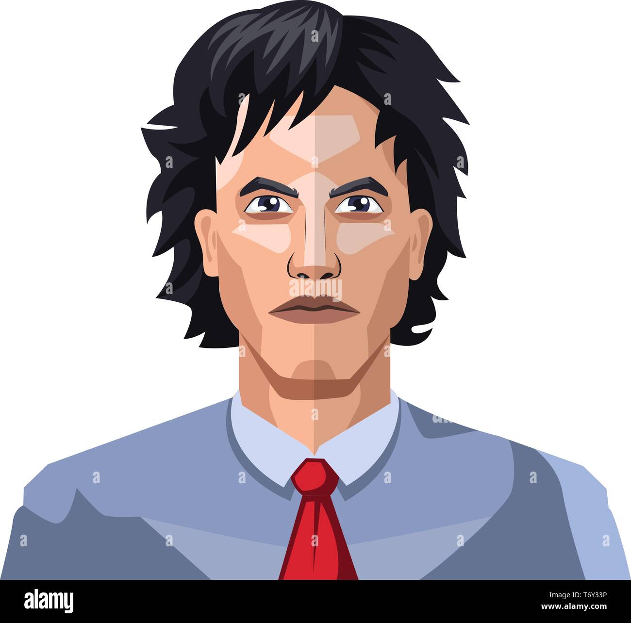 Handsome guy with long black hair illustration vector on white ...