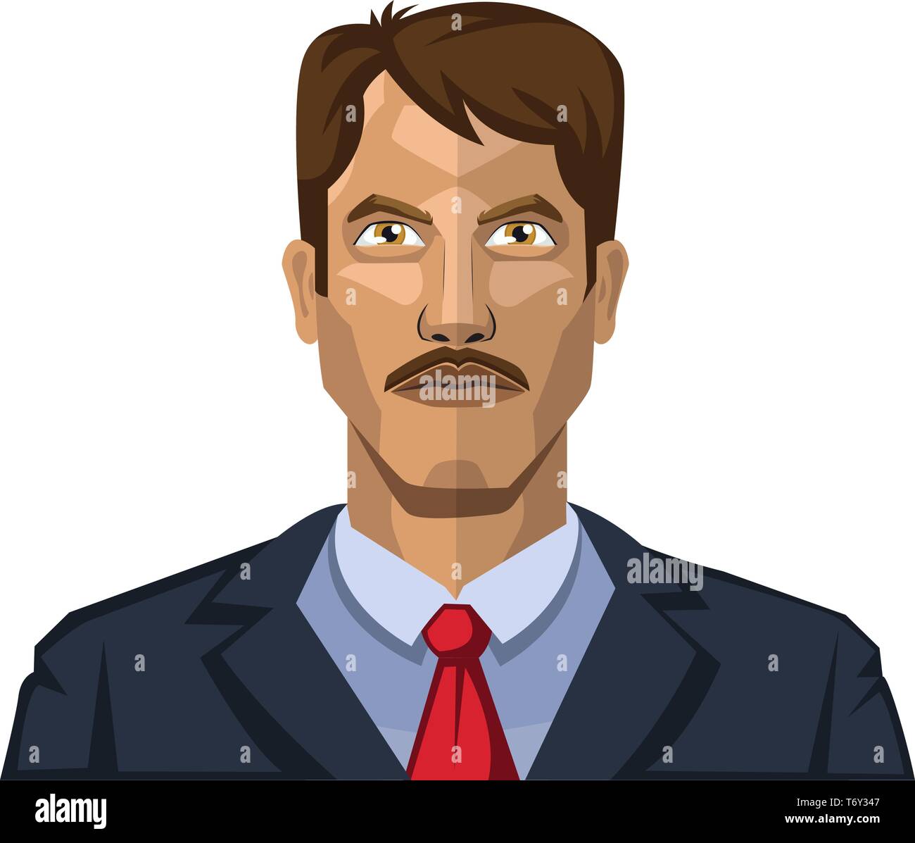 Guy with mustaches and brown hair illustration vector on white ...