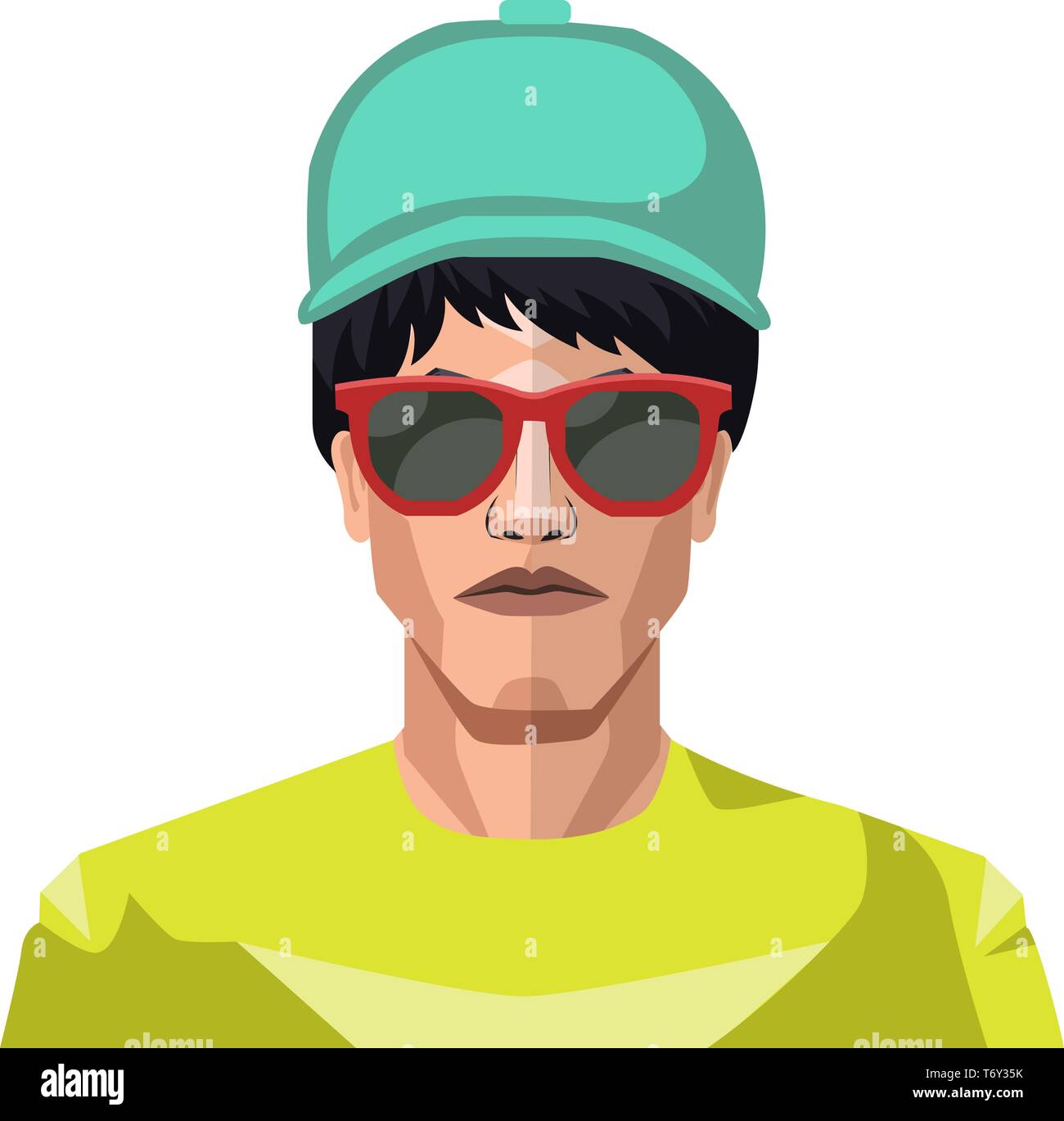 Boy wearing a blue hat and sunglasses illustration vector on white ...