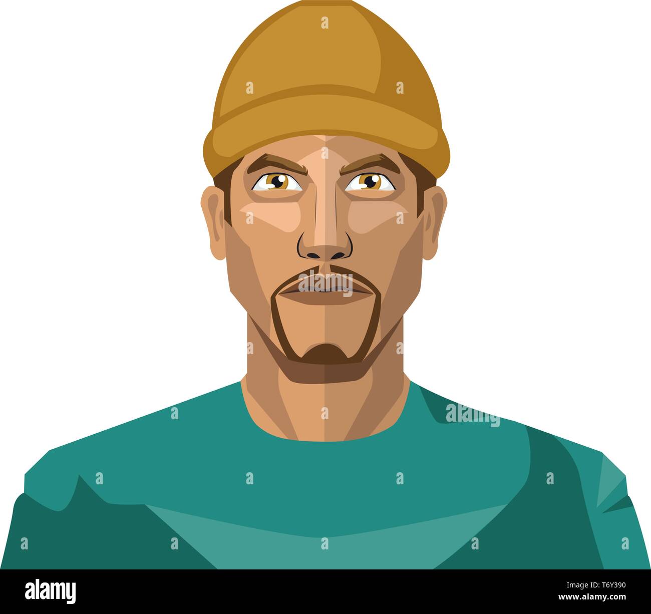 Guy with a goatee beard wearing a brown hat illustration vector on ...