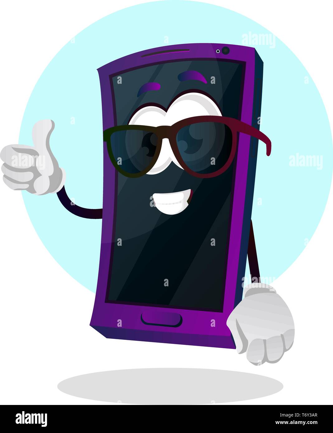 Mobile with a thumb up illustration vector on white background Stock ...