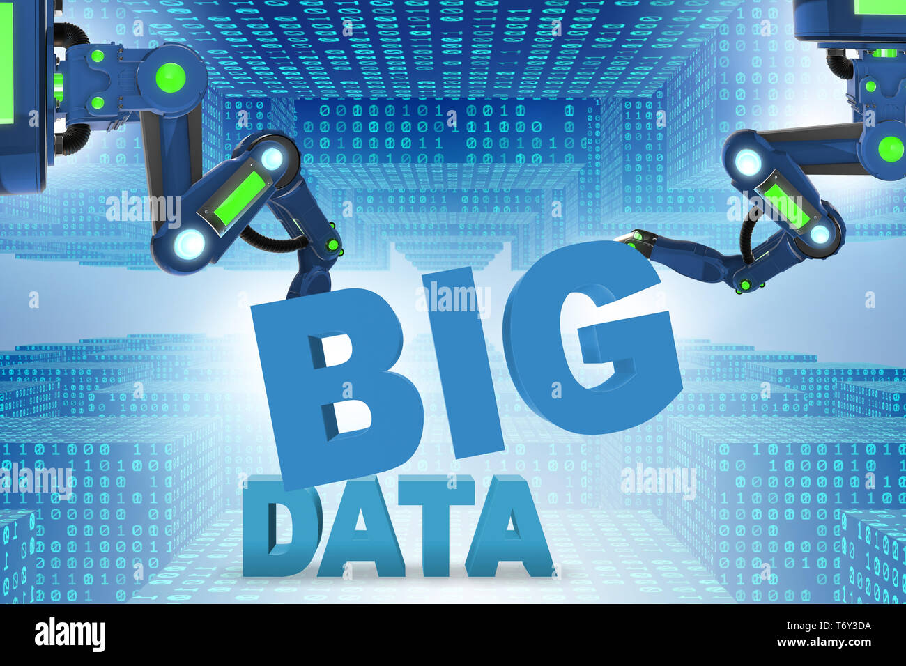 The big data concept with robotic arms - 3d rendering Stock Photo - Alamy