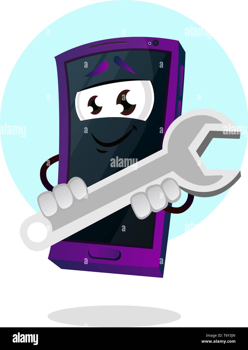 Mobile emoji holding a tool illustration vector on white background ...